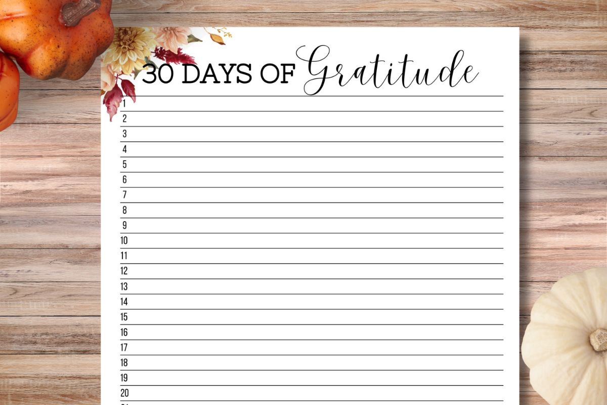 30 Day Gratitude Challenge Printable