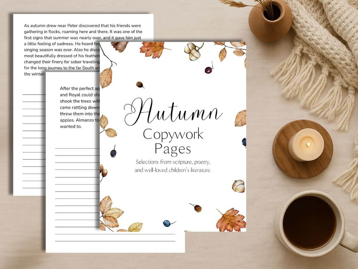 Free Printable Copywork Pages (Autumn Themed)