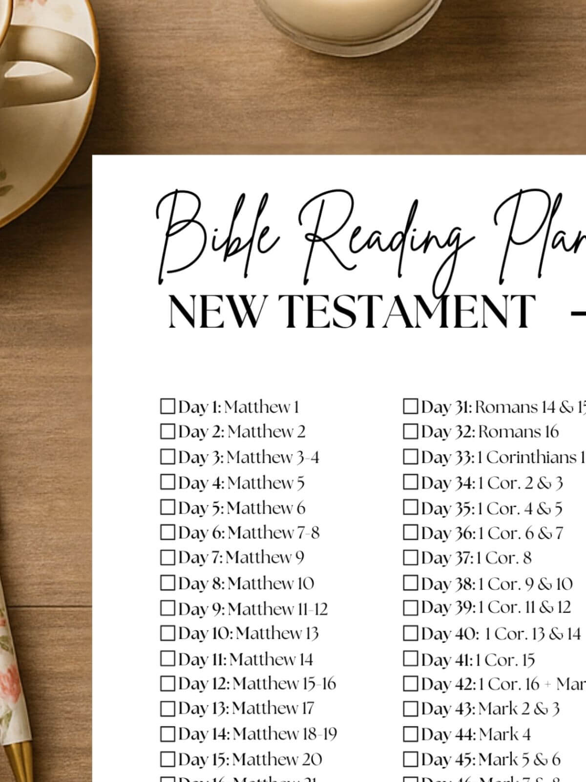 Free Printable New Testament Bible Reading Plan