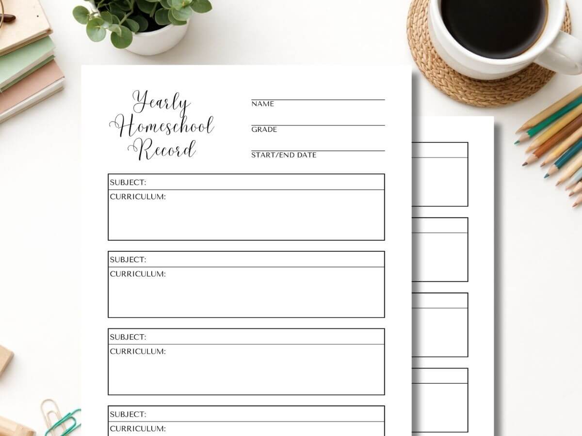 Free Homeschool Record Keeping Printable